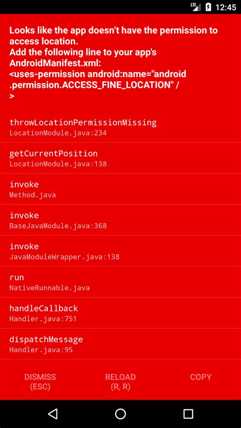android react native current location asking for permission in