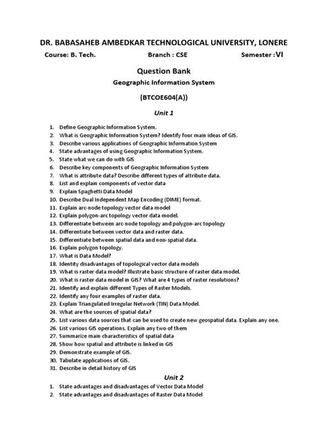 Gis Question Bank Pdf Geographic Information System File Format
