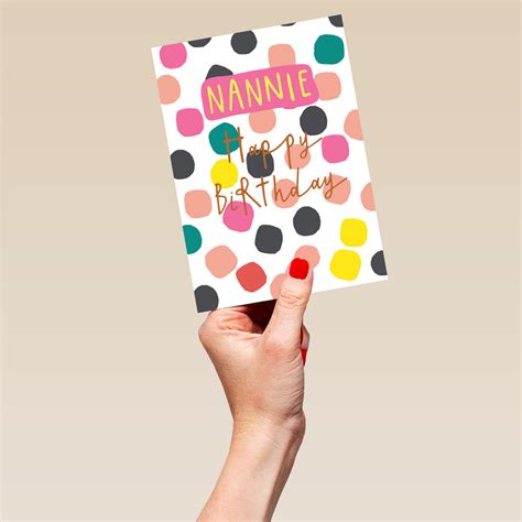 Personalised Colourful Dot Pattern Birthday Card For Nannie Hallmark