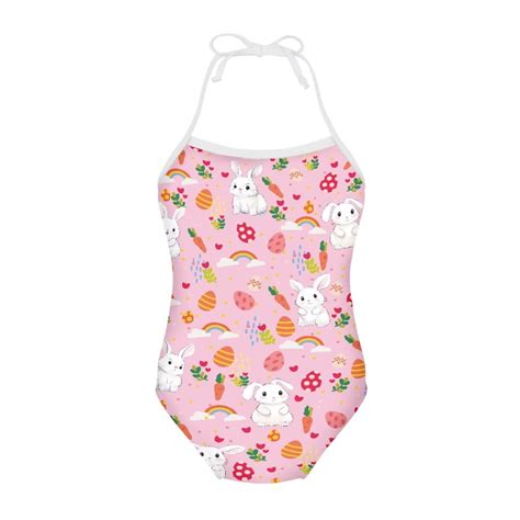 For U Designs Cute Girls Swimsuit One Piece Pink Sleeveless Swimwear