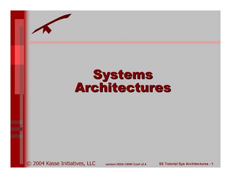 One SE Tutorial Sys Architectures 1 Version NDIA CMMI Conf V2 Systems Systems Studocu