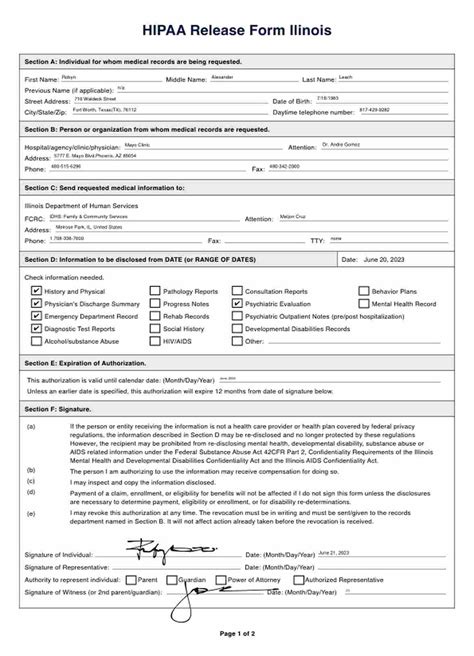 Hipaa Release Form Illinois And Example Free Pdf Download