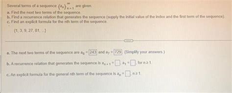solved several terms of a sequence {an}n 1∞ are given a