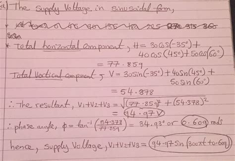 Trigonometry Calculating Supply Voltage In Sinusoidal Form