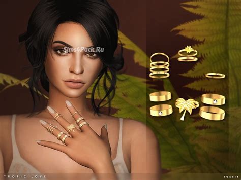 Комплект колец Tropic Love Rings скачать для Симс 4