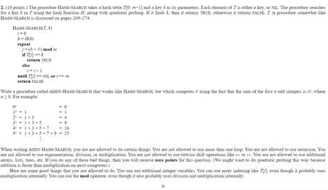 Solved 2 10 Points The Procedure Hash Search Takes A
