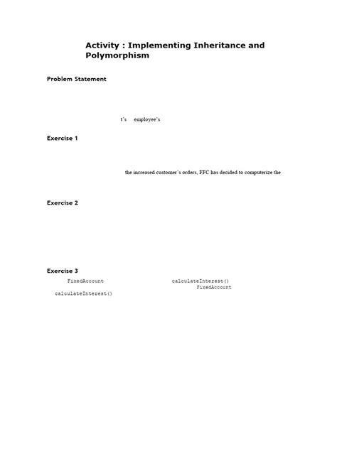 Activity Inheritance Polymorphism Pdf Inheritance Object Oriented Programming Software