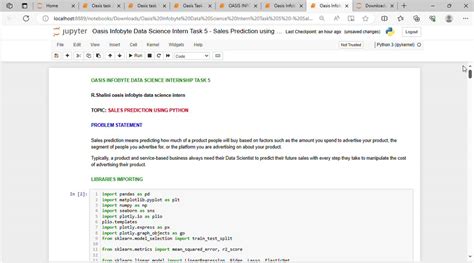 Shalini R On Linkedin Datascience Salesprediction Machinelearning Oasisinfobyte