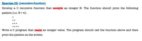Solved Develop A C Recursive Function That Accepts An