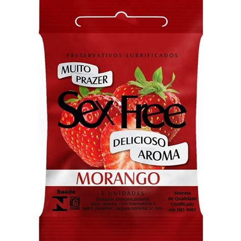 Preservativo Masc Sabor Morango C3 Sex Free Nosso Pão