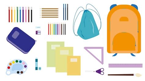 Material Escolar Vetor Premium