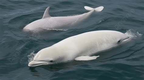 서로 옆에서 수영하는 두 마리의 흰 돌고래 알비노 리소 파일럿 고래 및 일반 리소 파일럿 고래 돌고래 Hd 사진 사진 물 배경 일러스트 및 사진 무료 다운로드