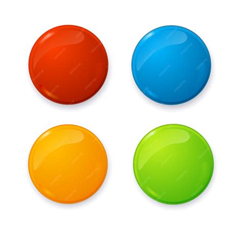Premium Vector Realistic 3d Empty Color Blank Circle Button Badge Pin Set Vector