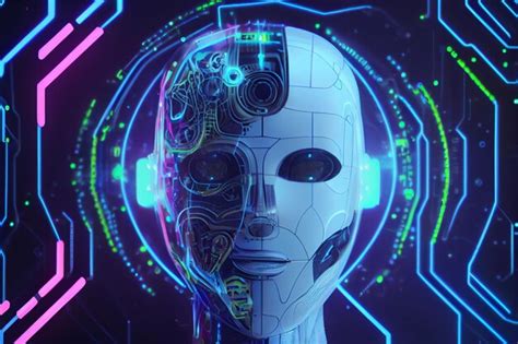 Premium Photo An Ai Generated Illustration Of A Robotic Head Surrounded By Binary Codes On