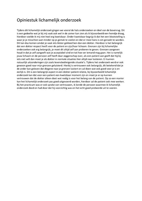 Opiniestuk Lichamelijk Onderzoek 1 Opiniestuk Lichamelijk Onderzoek