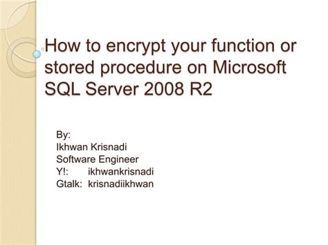 How To Encrypt Your Script On Sql Server Ppsx Computing
