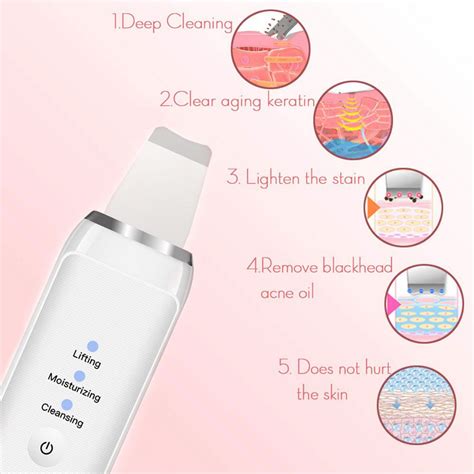 Badu Bg Ултразвуков скрубер за кожа Шпатула за лице Дълбоко почистване Преносим уред за