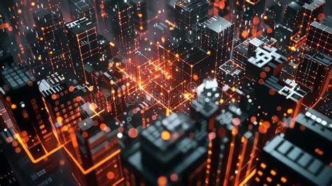 Big Data Flowing Through Futuristic Server Room Connecting Digital