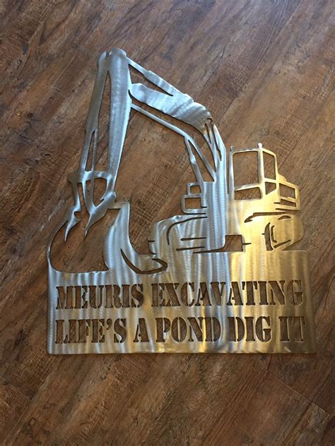 Custom Brushed Metal Excavator Sign Construction Decor Etsy