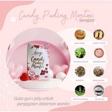 Sg Seller Montox Candy Montok Candy Puding Montox Berry Stoberry 7pcs