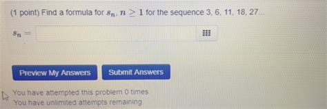 solved 1 point find a formula for sn n 1 for the