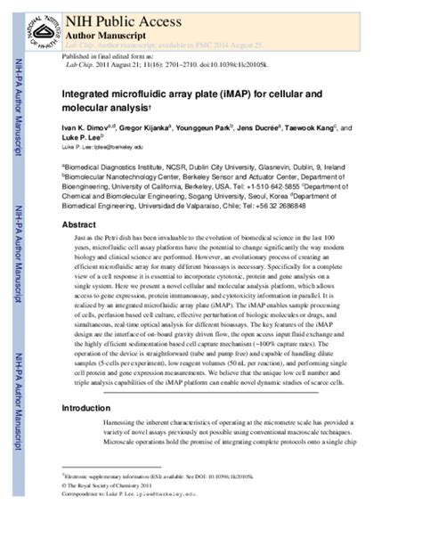 Pdf Imap Microfluidic Platform For Cell Analysis