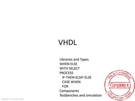 Behavioral Modelling In Vhdl Pptx