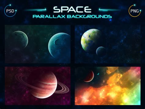 4 Space Parallax Backgrounds 2d 텍스처 및 소재 Unity Asset Store