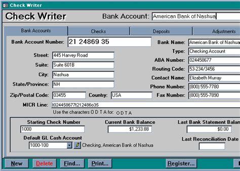 Free Checkbook Register Software