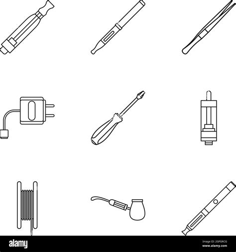 Electronic Cigarette Icons Set Outline Style Stock Vector Image And Art Alamy