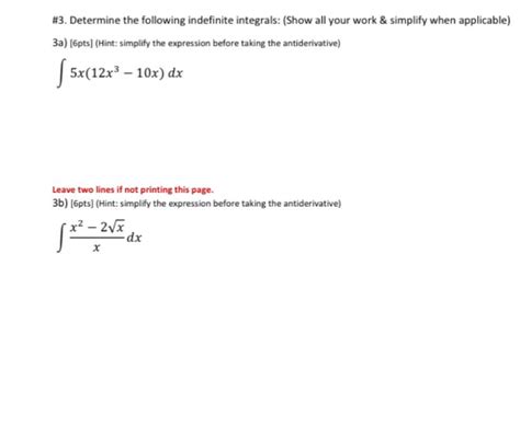 Solved Determine The Following Indefinite Integrals Chegg