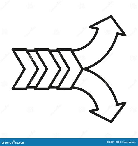 Separating Arrow In Two Part Icon Black Line Art Vector Logo