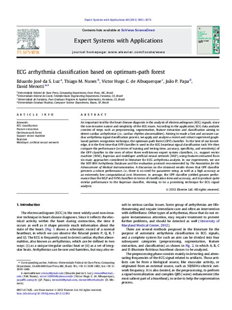 pdf ecg arrhythmia classification based on optimum path forest
