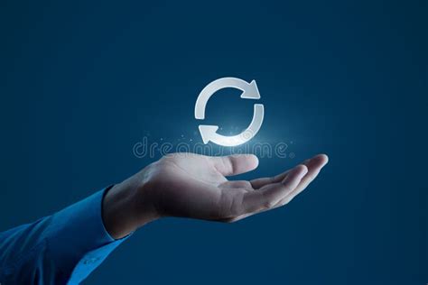 hand holding update icon symbol of software upgrade and progress stock