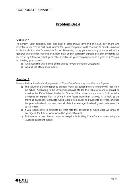 Tutorial Week 4 Problem Set Week 4 Problem Set 4 Question 1