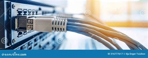 fiber optic lan cable connected to server switch for reliable network