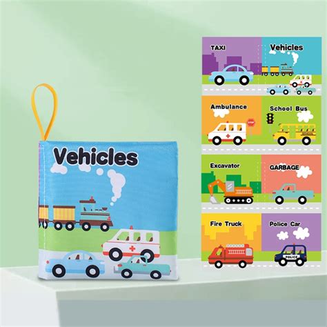 아기 헝겊 책 어린이를 위한 찢어짐 방지 러슬 사운드 조용한 책 스타일 교통