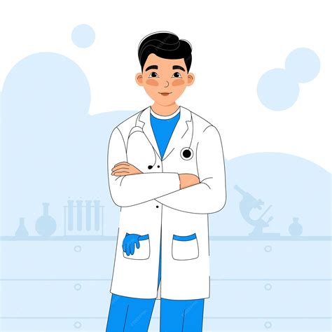 Médico Sonriente Con Un Estetoscopio Un Médico Con Un Estetoscopio Un