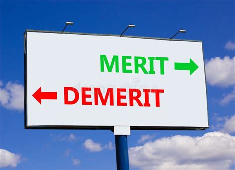 Demerit Or Merit Symbol Concept Word Demerit Or Merit On Beautiful Billboard With Two Arrows