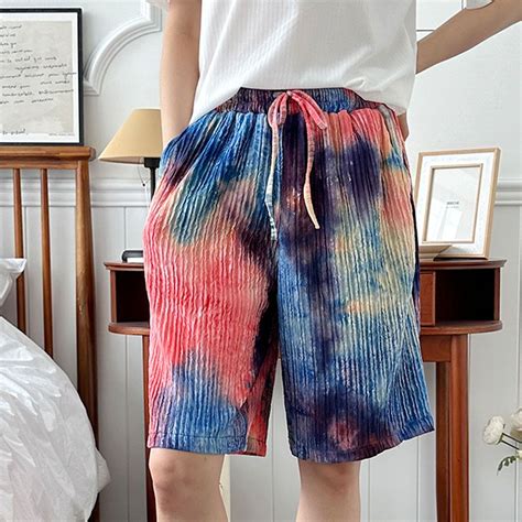 다잇템 여자 Ss 아코디언 고무줄 프린팅 오로라 반바지