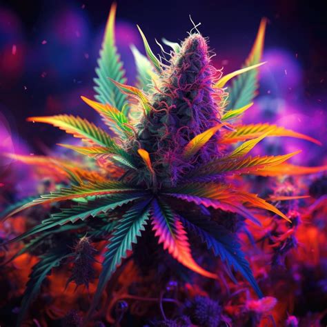 Free Picture A Vibrant Graphic Of A Cannabis Herb In Psychedelic Pop