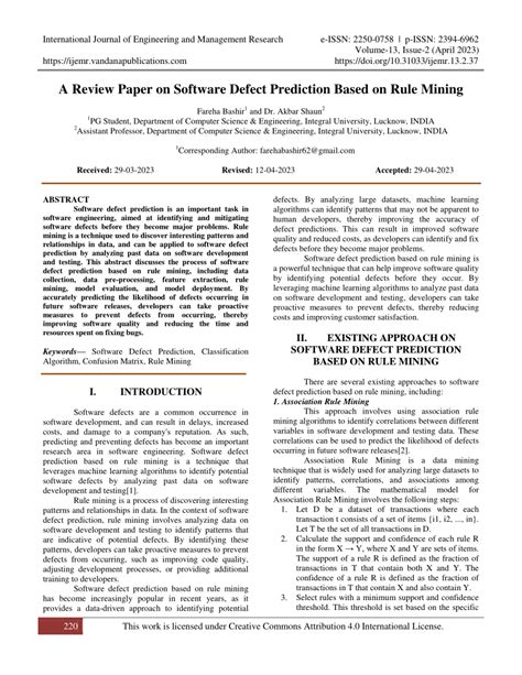 Pdf A Review Paper On Software Defect Prediction Based On Rule Mining