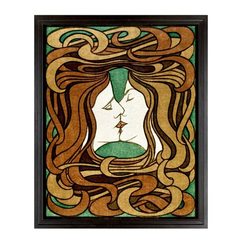 The Kiss Art Nouveau Lesbian Art Art Deco Poster Illustration Two