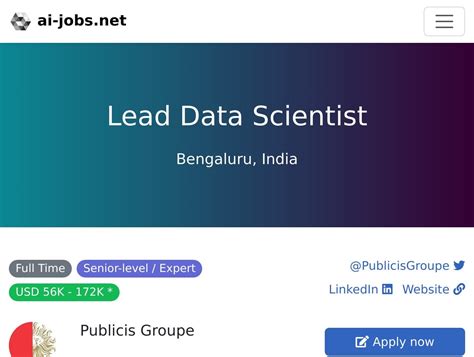 Hiring Lead Data Scientist In Bengaluru India Raimljobs