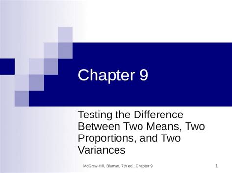 Pptx Chapter 9 Testing The Difference Between Two Means Two