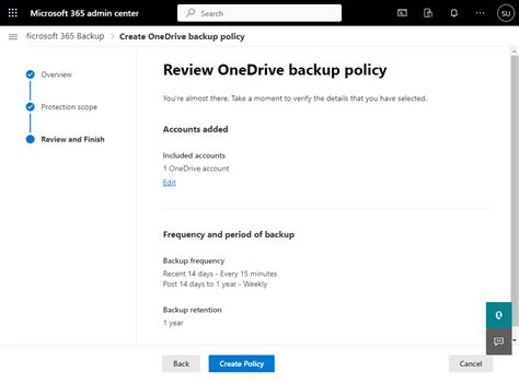 setting microsoft 365 backup policies ciaops