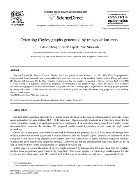 pdf orienting cayley graphs generated by transposition trees laszlo