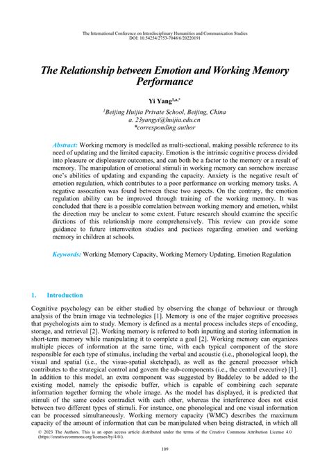 Pdf The Relationship Between Emotion And Working Memory Performance