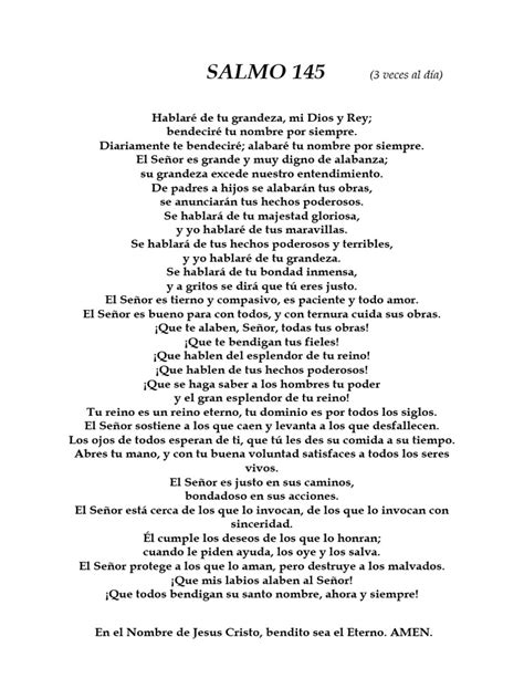 Salmo 145 Alabanza Y Grandeza Divina Pdf