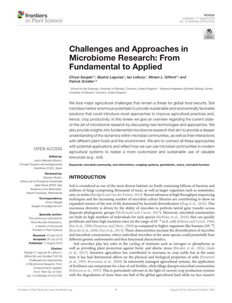 Pdf Challenges And Approaches In Microbiome Research From
